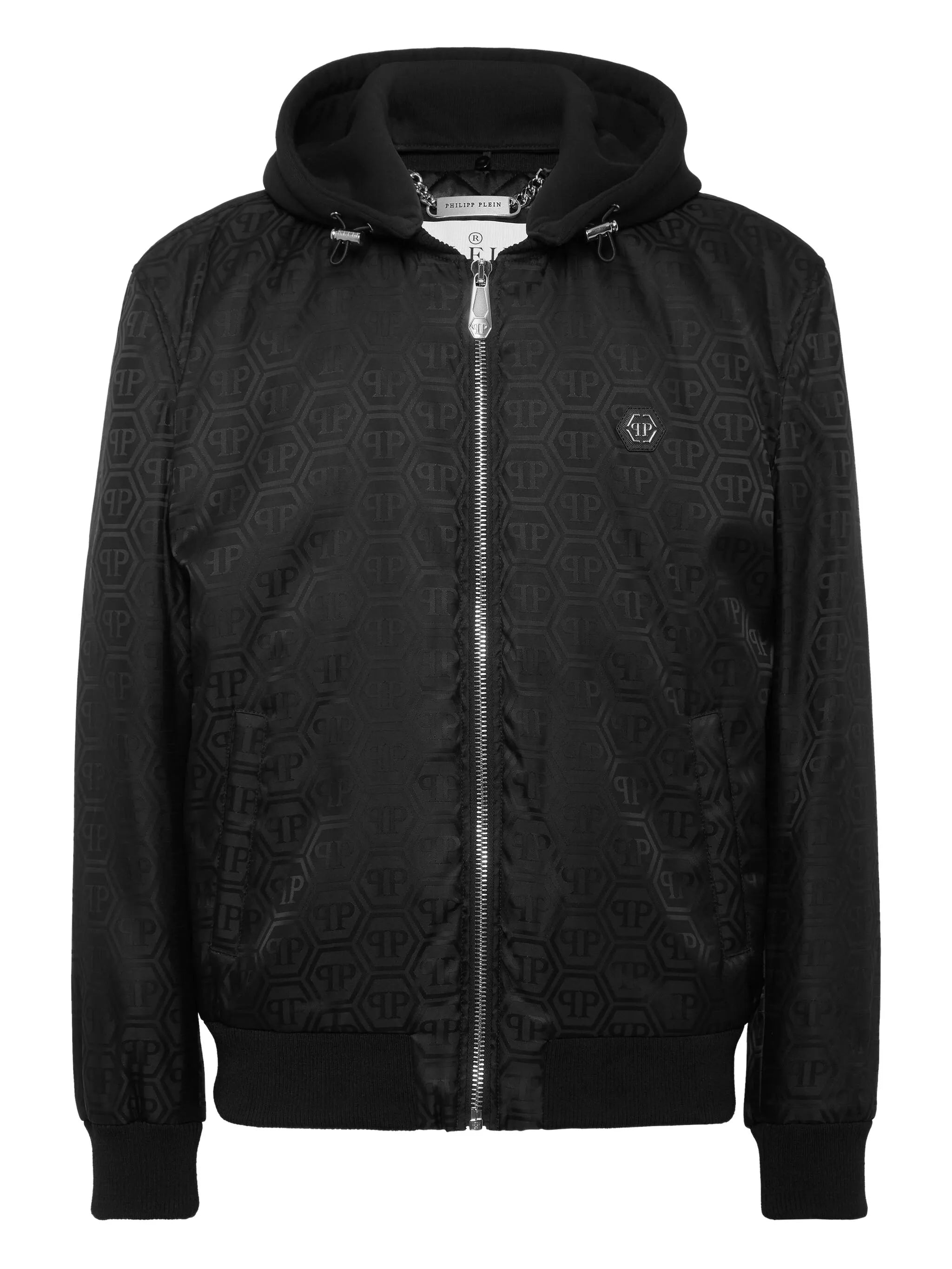Philipp Plein Logo-pattern Hooded Bomber Jacket | Philipp Plein Man ...