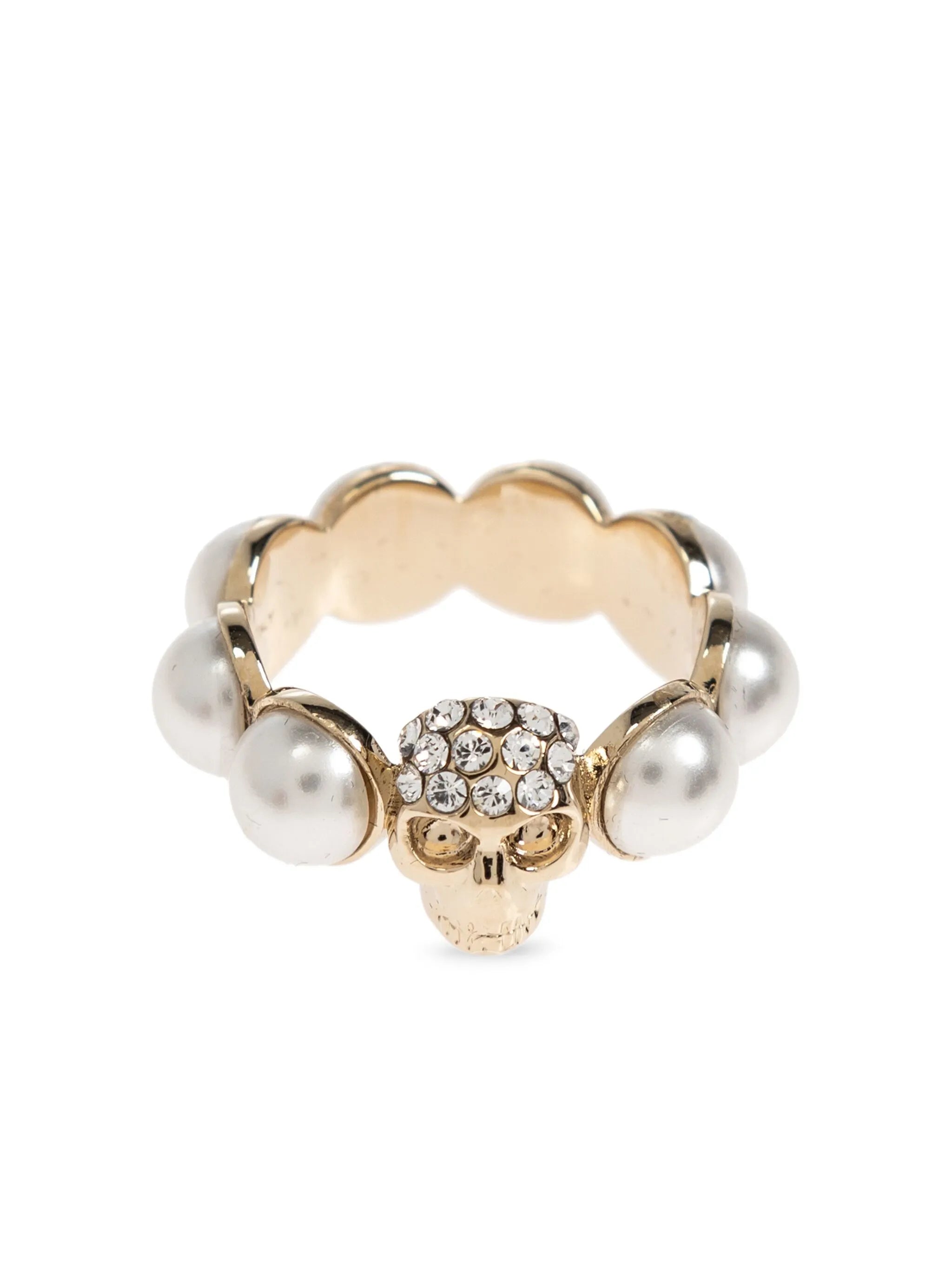 Alexander Mcqueen Skull-motif Pearl Ring | Alexander Mcqueen Woman ...