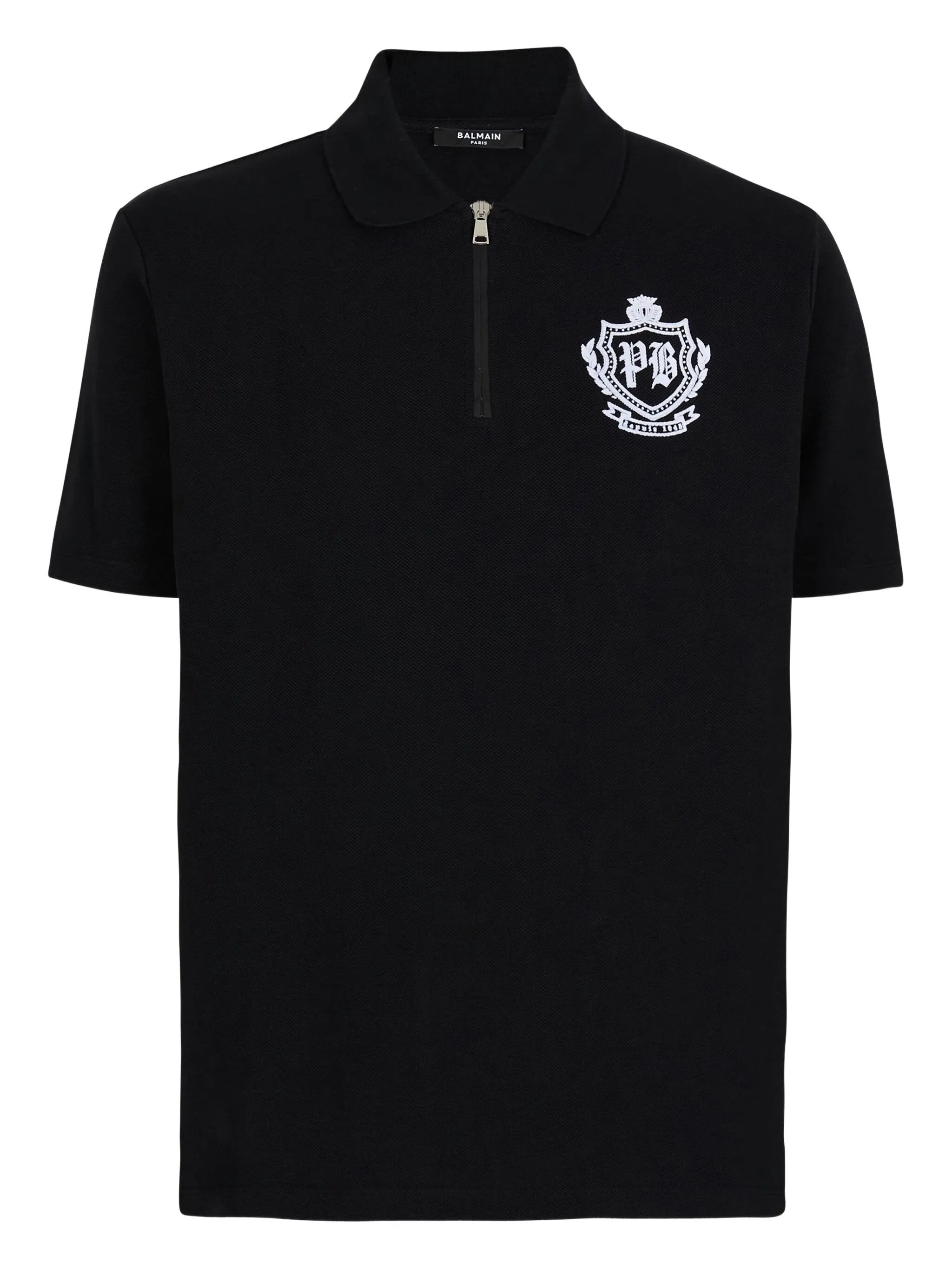 Balmain Emblem-embroidered Half-zip Polo Shirt | Balmain Man collection ...