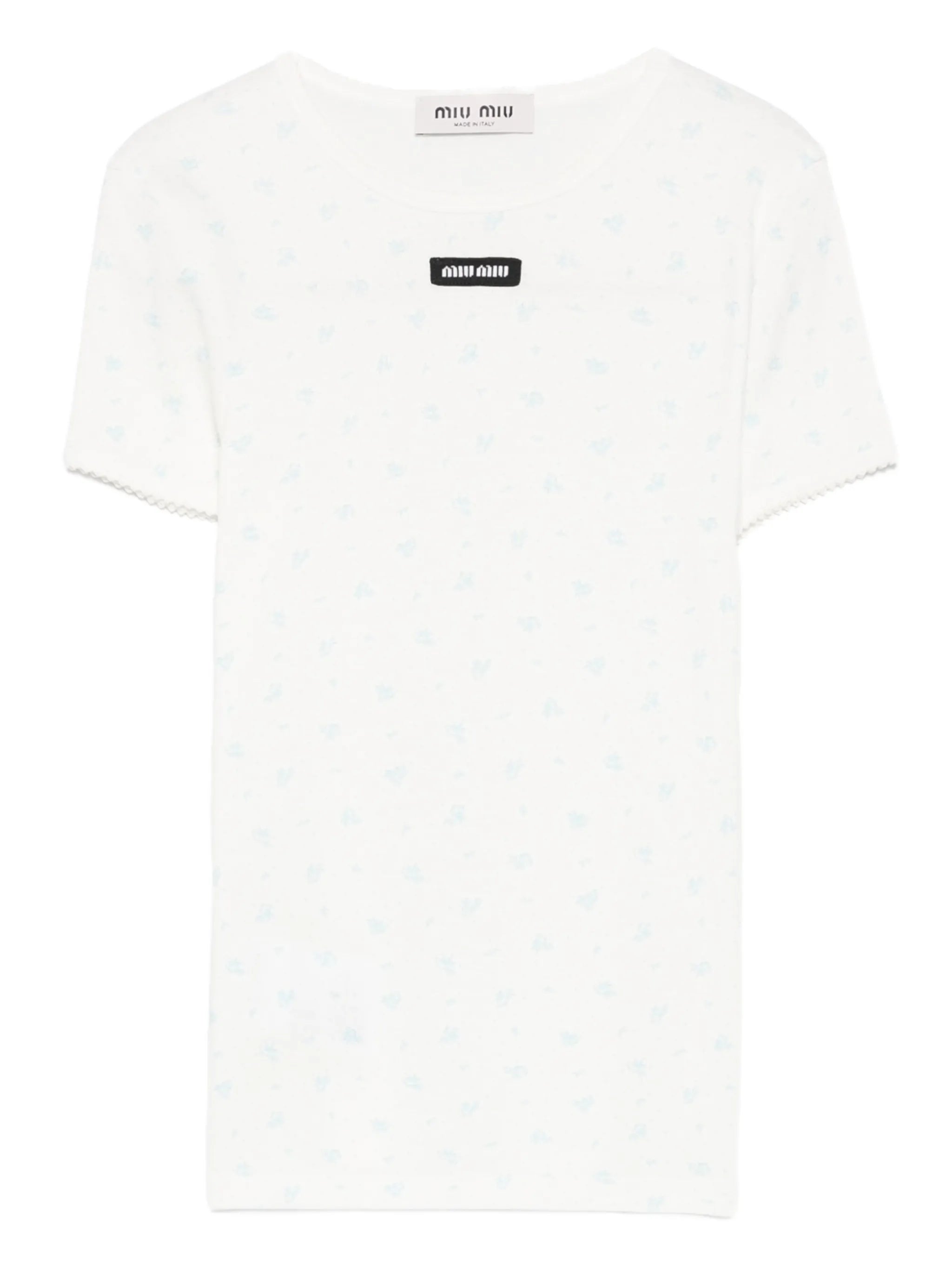 Miu Miu Floral-pattern Logo-patch T-shirt | Miu Miu collezione Donna ...